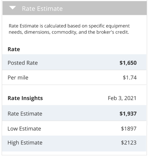 Rate Estimate - Truckstop Mobile
