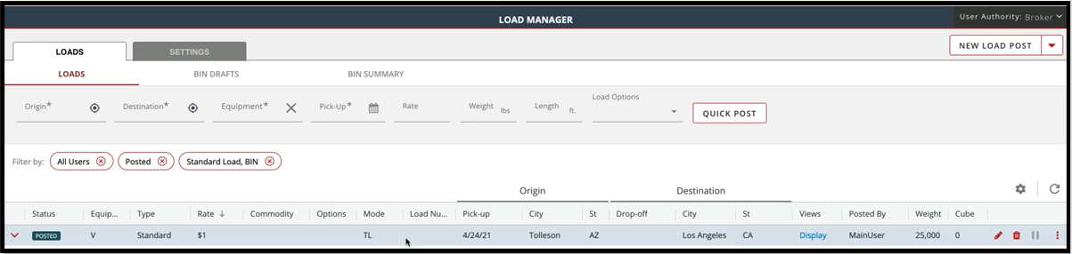 Load Manager: Posting