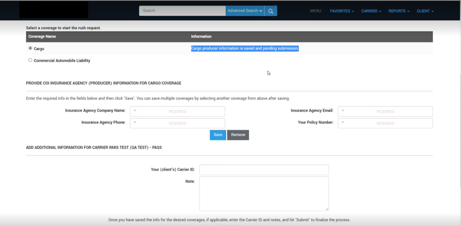 Create a Rush Request