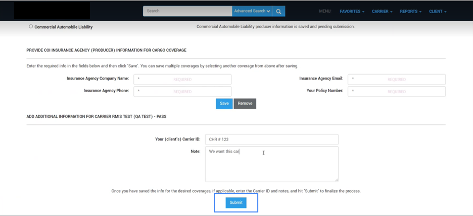 Create a Rush Request